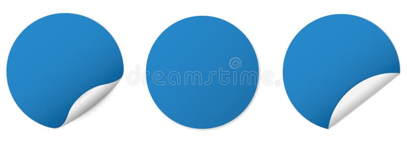 Set of Blue Round Sticker Banner on White Background Stock Vector ...