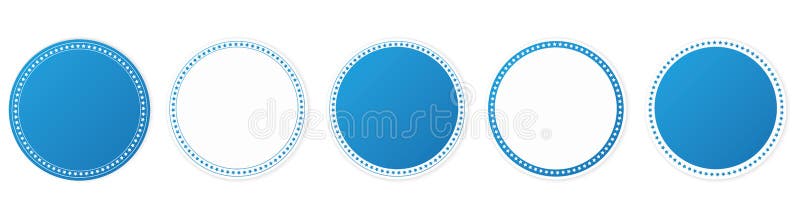 Set of Blue Round Sticker Banners on White Background Stock Vector ...
