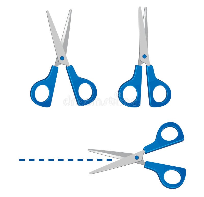Set of Blue Scissors. Icons for Open and Closed Scissors Stock Vector ...