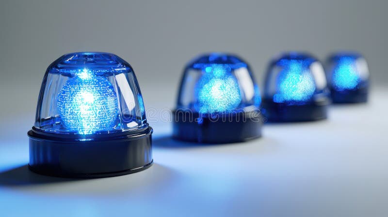 Set of Blue Siren Lights stock illustration. Illustration of signals ...