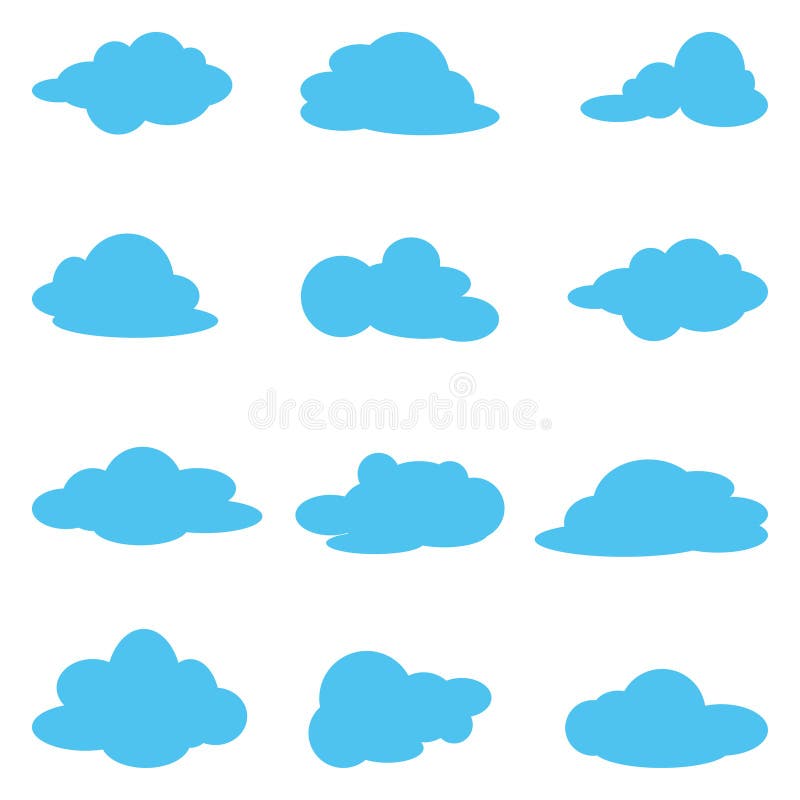 Set of Blue Sky, Clouds. Cloud Icon Stock Vector - Illustration of ...