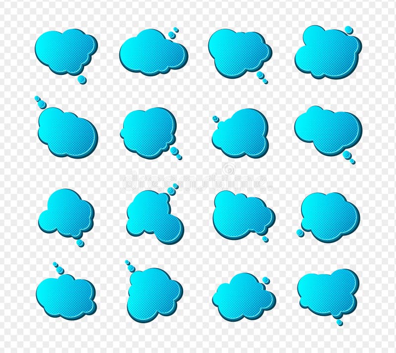Set of Blue Speech Bubbles in Comics and Pop Art Style. Cartoon ...