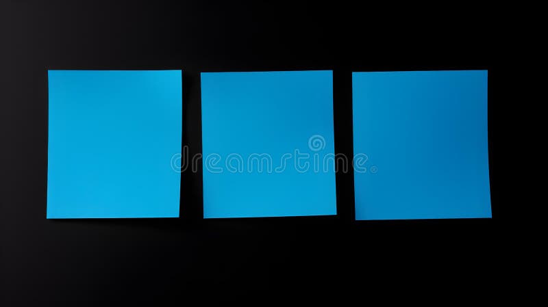 Set of Blue Square Paper Notes on a Black Background. Brainstorming ...
