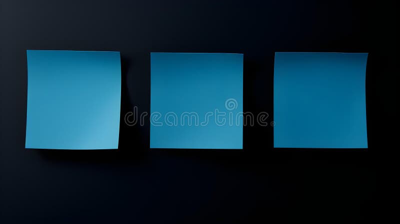 Set of Blue Square Paper Notes on a Black Background. Brainstorming ...