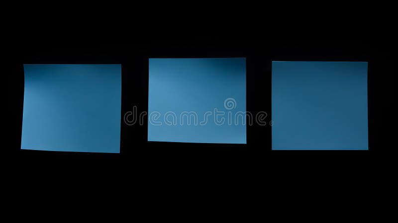 Set of Blue Square Paper Notes on a Black Background. Brainstorming ...