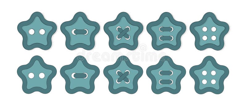 Set of Blue Star Buttons. Button with Two and Four Holes. Sewn Buttons ...