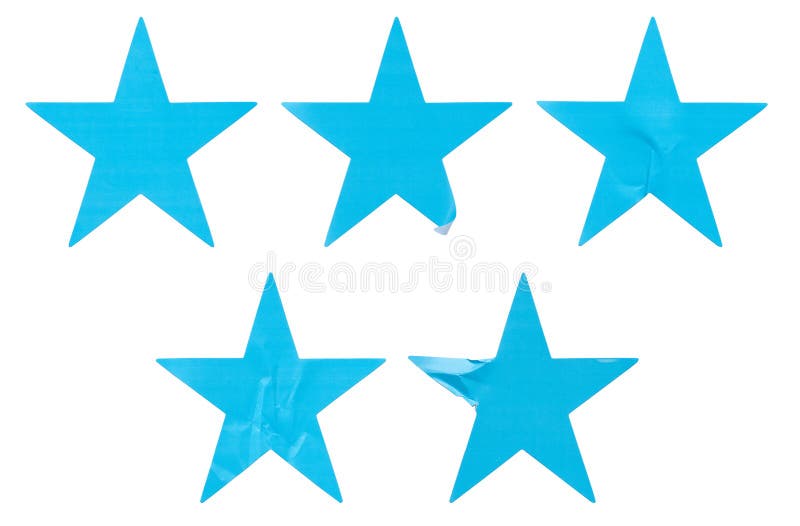 A Set of Blue Star Shape Paper Sticker Label Isolated on White ...