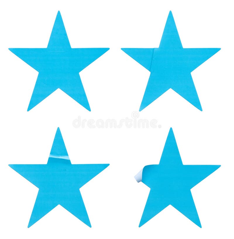 A Set of Blue Star Shape Paper Sticker Label Isolated on White ...