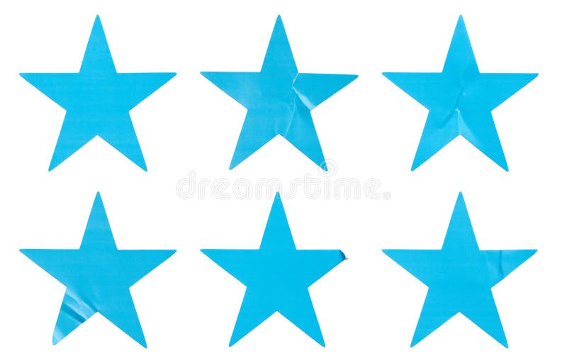 A Set of Blue Star Shape Paper Sticker Label Isolated on White ...