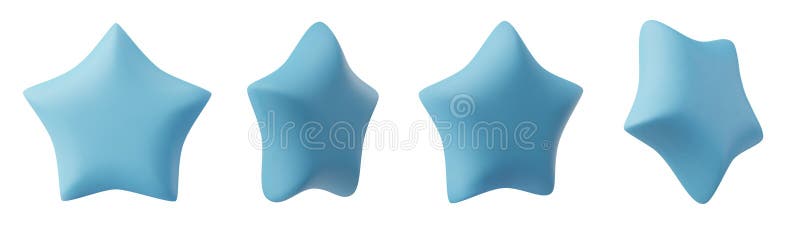 Set of Blue Stars Different Shapes. Realistic 3d Design Cartoon Style ...