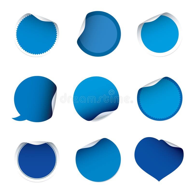 Set of blue stickers stock illustration. Illustration of announcement ...