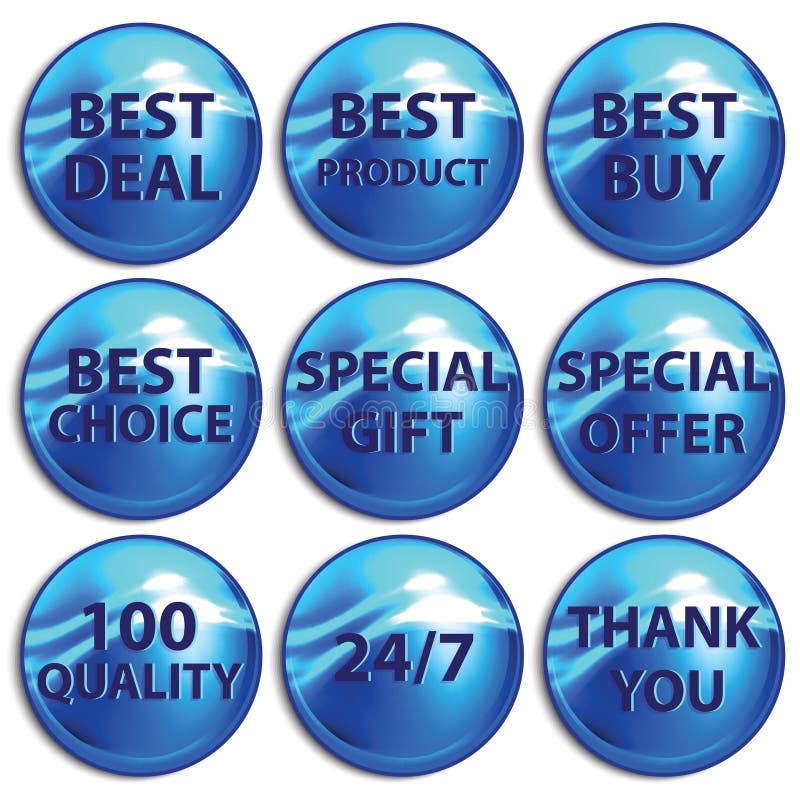 Set of Blue Stickers on White Background. Stock Vector - Illustration ...