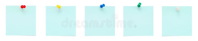 Set of Blue Sticky Notes with Pushpins Stock Image - Image of notice ...
