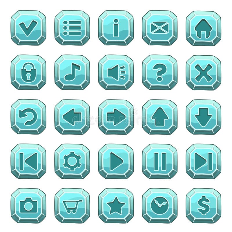 Set of Blue Stone Square Buttons Stock Vector - Illustration of cursor ...