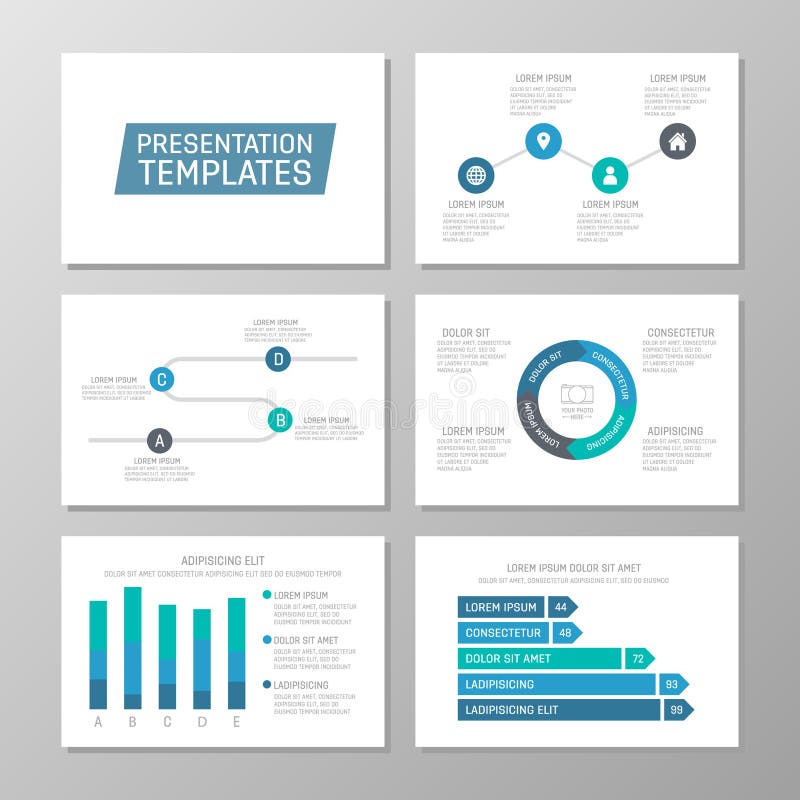 Set of Blue Template for Multipurpose Presentation Slides. Leaflet ...