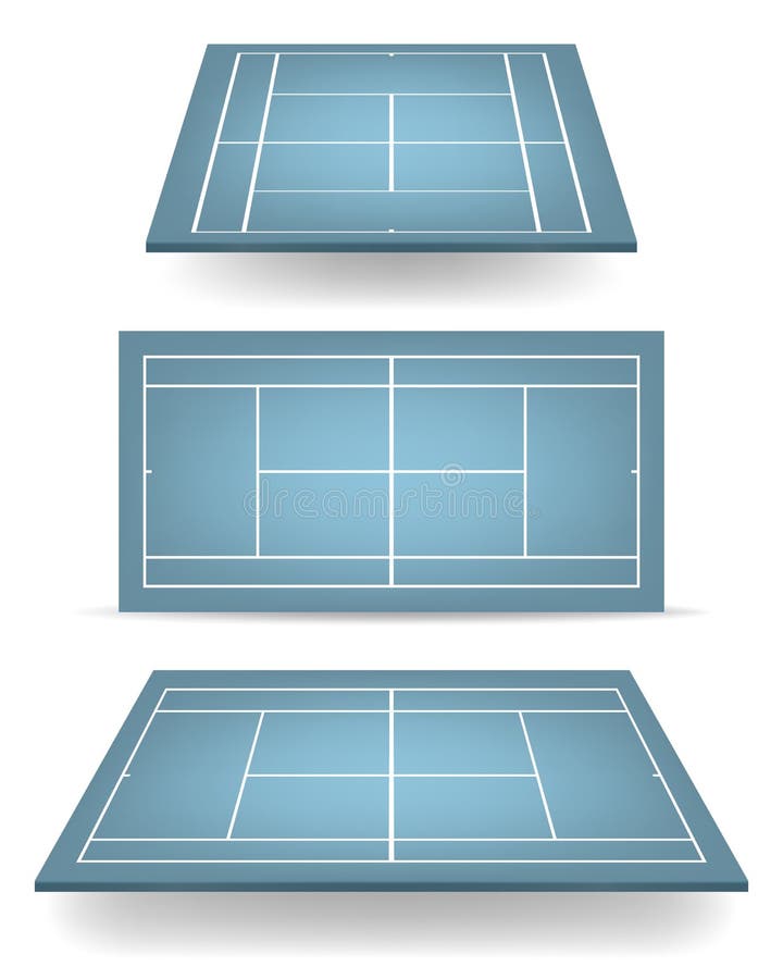 Set of Blue Tennis Courts with Perspective Stock Vector - Illustration ...