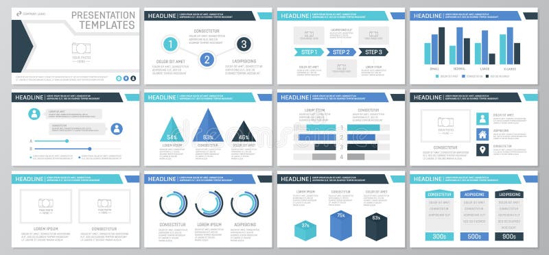 Set of Blue and Turquoise Elements for Multipurpose Presentation ...
