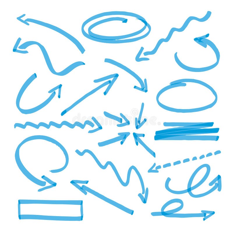 Set of blue vector arrows stock illustration. Illustration of blue ...
