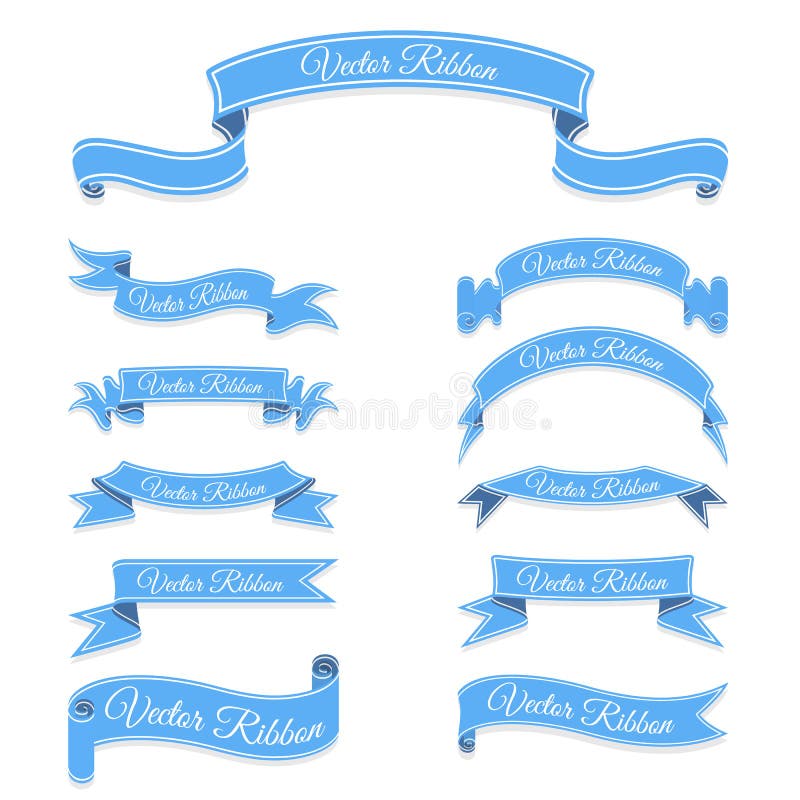 Set of Blue Vector Banner Ribbons. Stock Vector - Illustration of frame ...