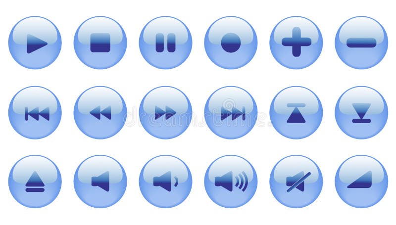 Media Player Buttons Blue Interface Template Vector Illustration Design ...