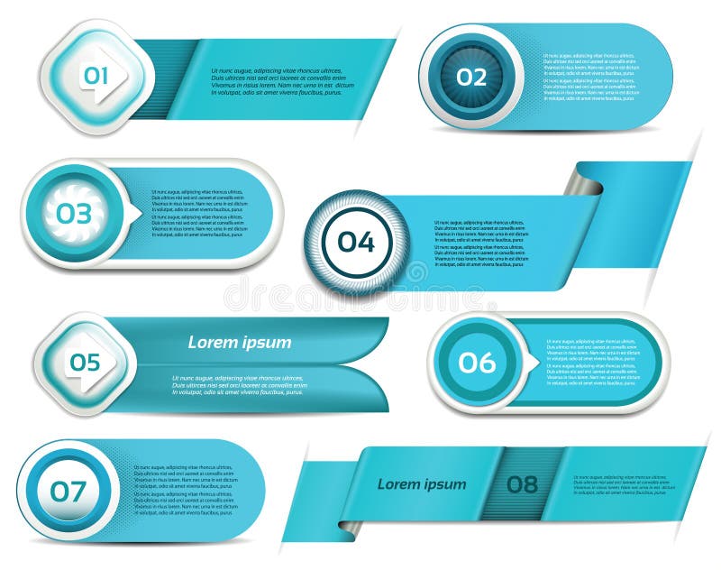 Set of Blue Vector Progress, Version, Step Icons. Stock Vector ...