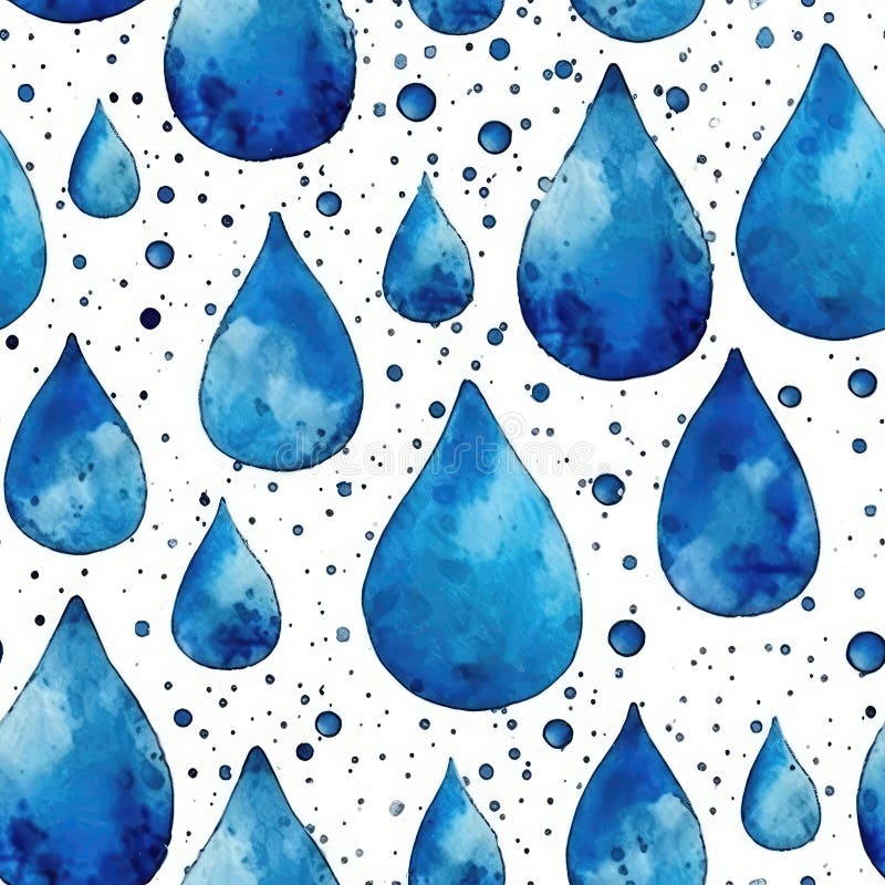 Set Blue Watercolor Drop. Seamless Background. Generative AI Stock ...