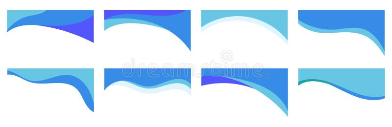Set of Blue Wave Abstract Headers Curved Designs for Web and Graphic ...