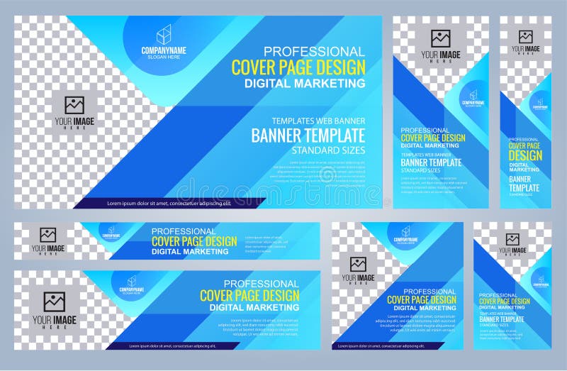 Set of Blue Web Banners Templates, Coverpage Stock Vector ...