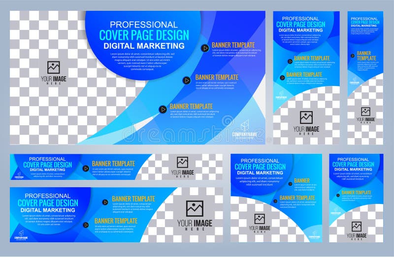 Set of Blue Web Banners Templates, Coverpage Stock Vector ...