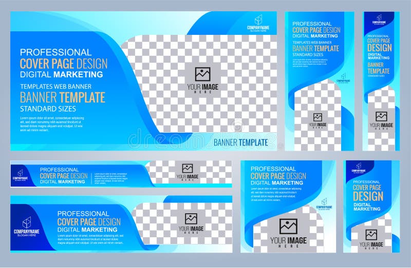 Set of Blue Web Banners Templates, Coverpage Stock Vector ...