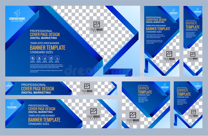 Set of Blue Web Banners Templates, Coverpage Stock Vector ...