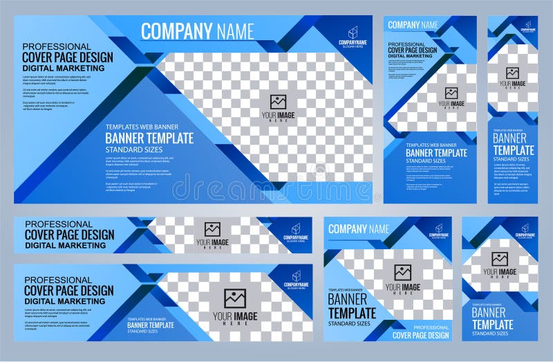 Set of Blue Web Banners Templates, Coverpage Stock Vector ...