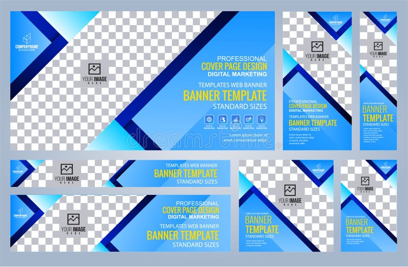Set of Blue Web Banners Templates, Coverpage Stock Vector ...