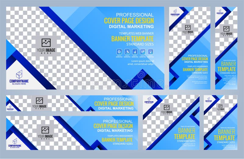 Set of Blue Web Banners Templates, Coverpage Stock Vector ...