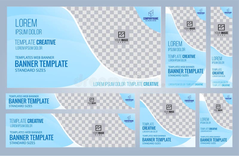 Set of Blue Web Banners Templates, Standard Sizes with Space. Stock ...