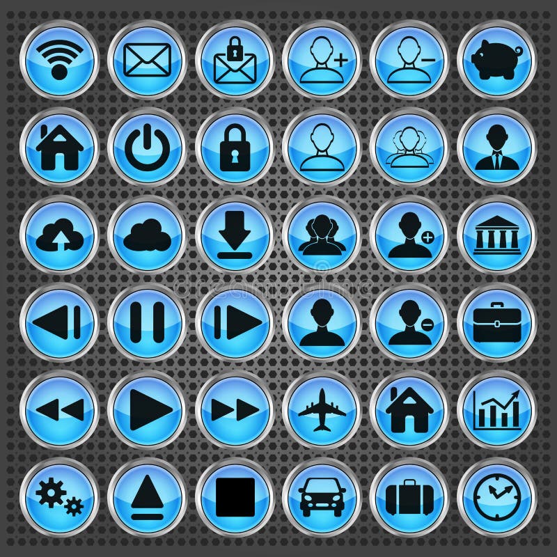 Set of Blue Web, Multimedia and Business Icons Stock Vector ...
