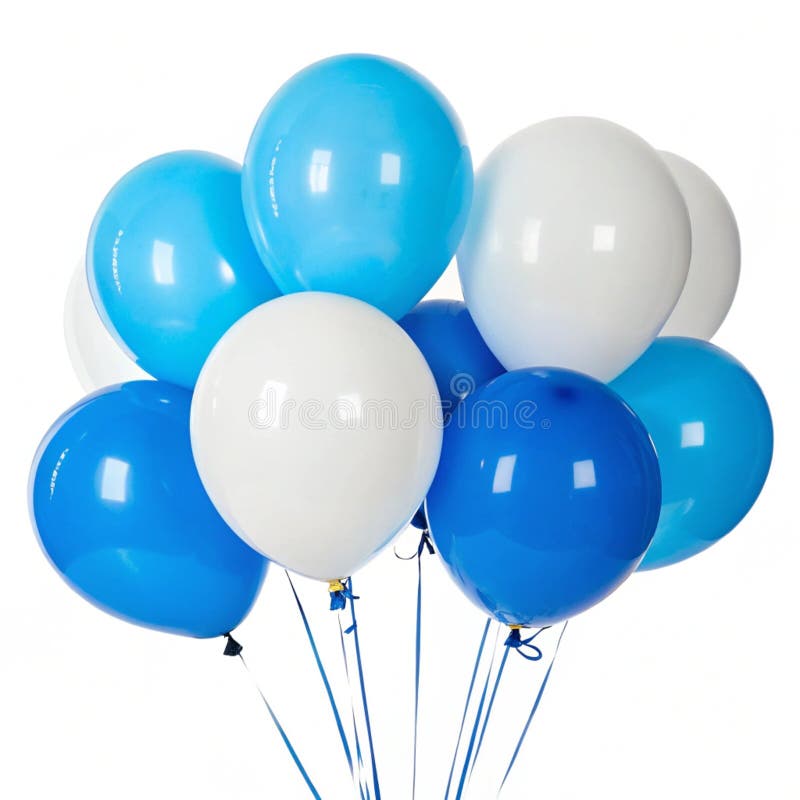 Blue and White Balloons Isolated on White Stock Illustration ...