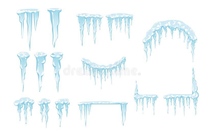 Set of Blue and White Icicles Spiked Sharp Ice Vector Illustration ...