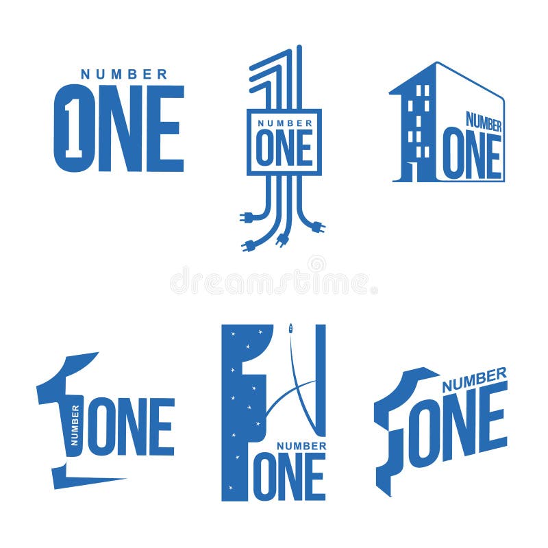 Set of Blue and White Number One Logo Templates Stock Vector ...