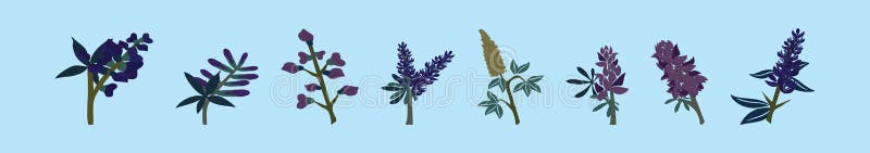 Set of Bluebonnet Cartoon Icon Design Template with Various Models ...