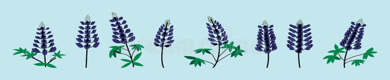 Set of Bluebonnet Cartoon Icon Design Template with Various Models ...