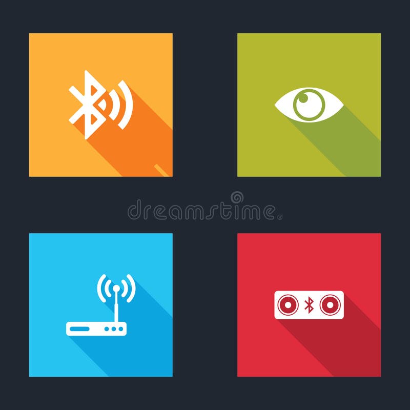 Set Bluetooth Connected, Eye, Router and Wi-fi and Speakers Icon ...