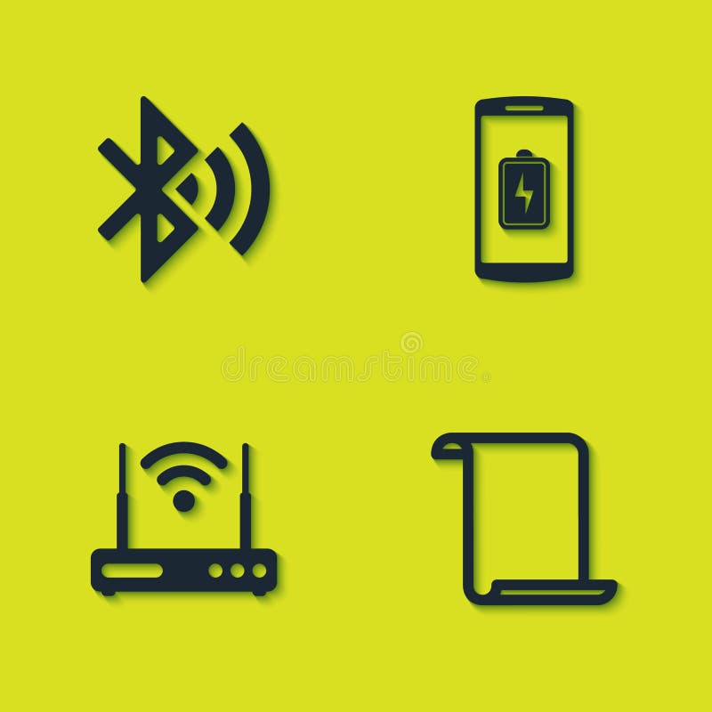Set Bluetooth Connected, Paper Scroll, Router and Wi-fi and Smartphone ...
