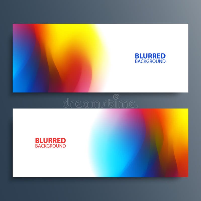 Set of Blurred Multicolored Horizontal Banners with Bright Colored ...