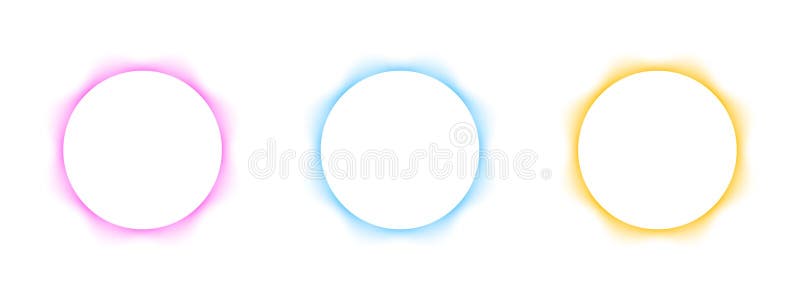 Set of Blurry Round Frames. Circle Shapes with Pink, Blue and Yellow ...
