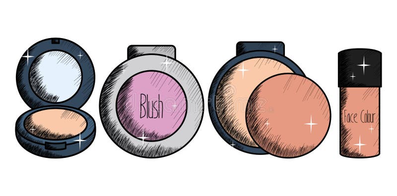 Set of Blush Make Up Drawing Stock Vector - Illustration of isolated ...