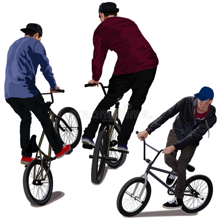 Set of BMX Bikers stock vector. Illustration of park - 73211800