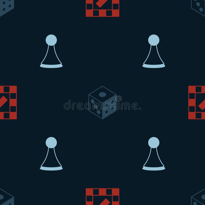 Set Board Game, Game Dice and Chip for Board on Seamless Pattern ...