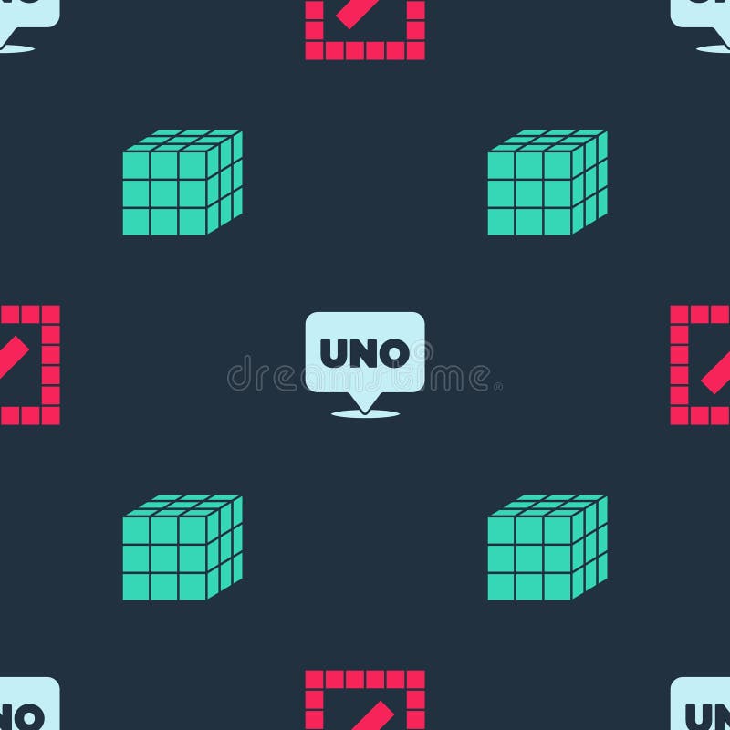 Set Board Game, Uno Card and Rubik Cube on Seamless Pattern. Vector ...