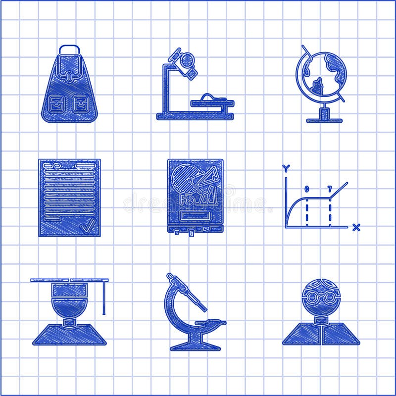 Set Board with Graph Chart, Microscope, Student, Pie Infographic ...